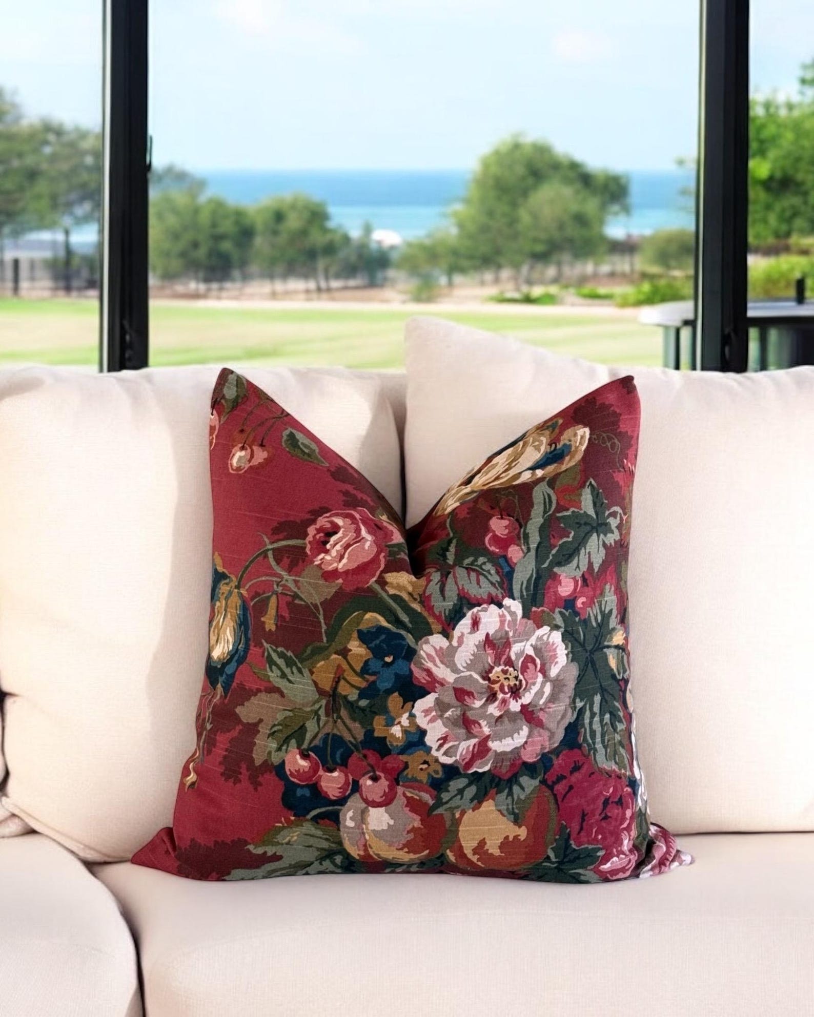 Crimson Queensland Throw Pillow Cover 18x18, 20x20, 22x22, 24x24 Fruit ...