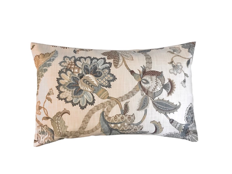 Blue Jacobean Floral Throw Pillow Covers: P Kaufmann Finders Keepers ...