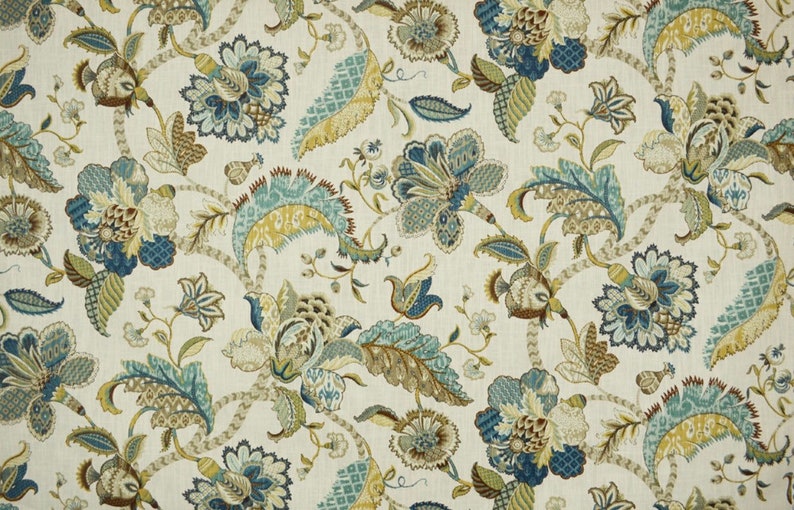 Blue Jacobean Floral Throw Pillow Covers: P Kaufmann Finders Keepers ...