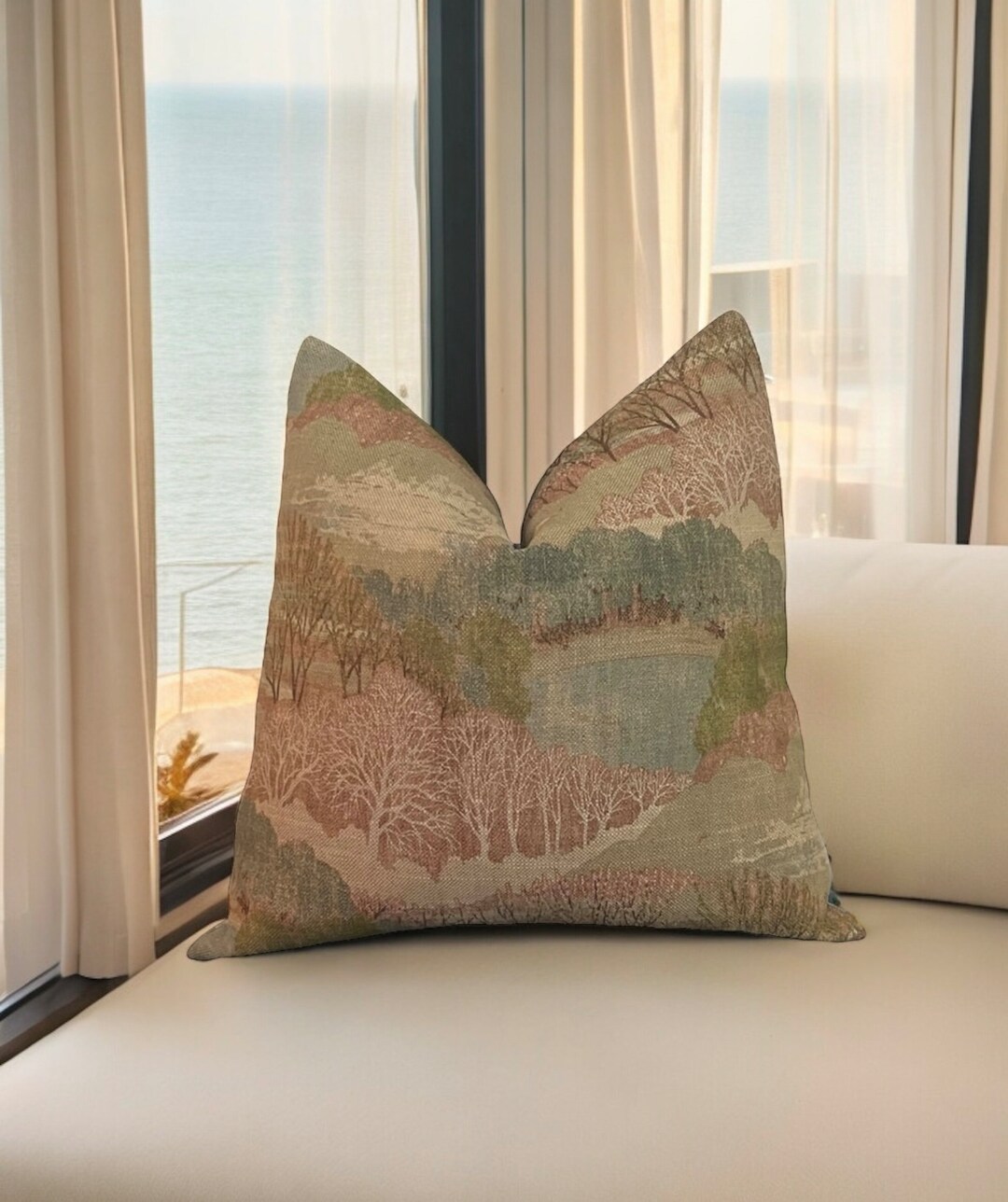 Gathering Sky Pillow Cover: Cotton Linen Autumn Landscape - Etsy