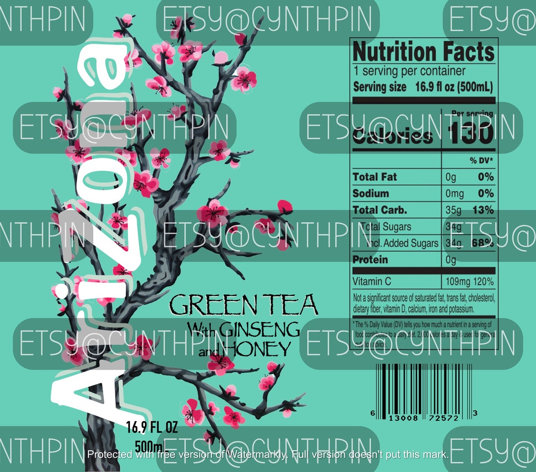 DIGITAL | Arizona Green Tea | PNG | JPEG | 20oz | Skinny Tumbler - Etsy