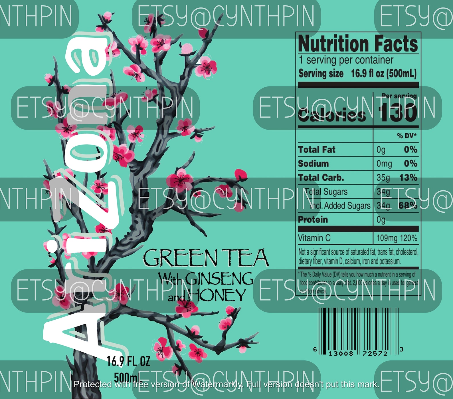 DIGITAL | Arizona Green Tea | PNG | JPEG | 20oz | Skinny Tumbler - Etsy