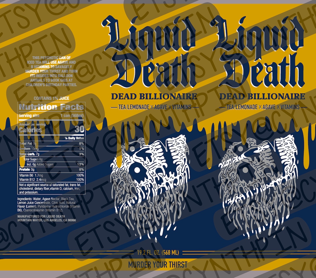 DIGITAL | Liquid Death Dead Billionaire | PNG | JPEG | 20oz | Skinny ...