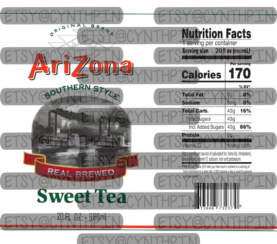 DIGITAL Arizona Southern Style Sweet Tea PNG JPEG 20oz - Etsy