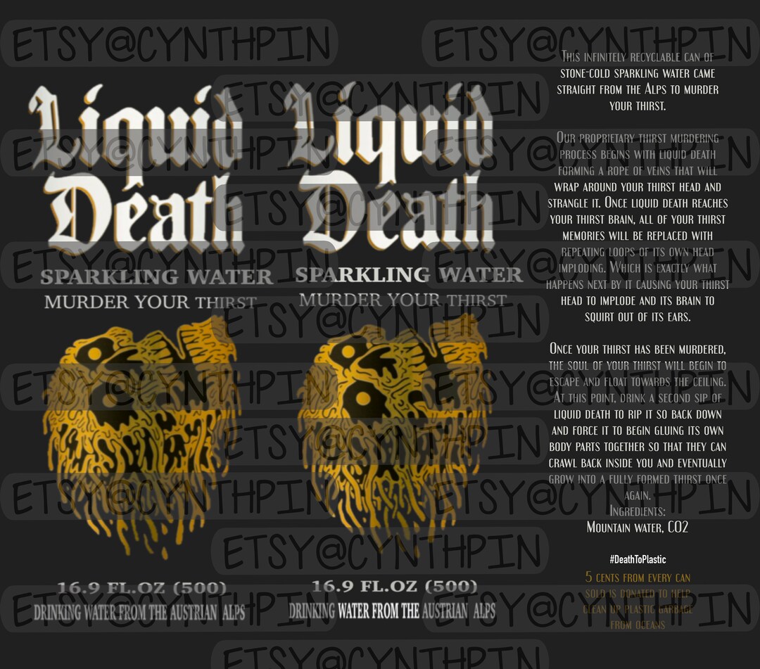 DIGITAL | Liquid Death | PNG | JPEG | 20oz | Skinny Tumbler - Etsy
