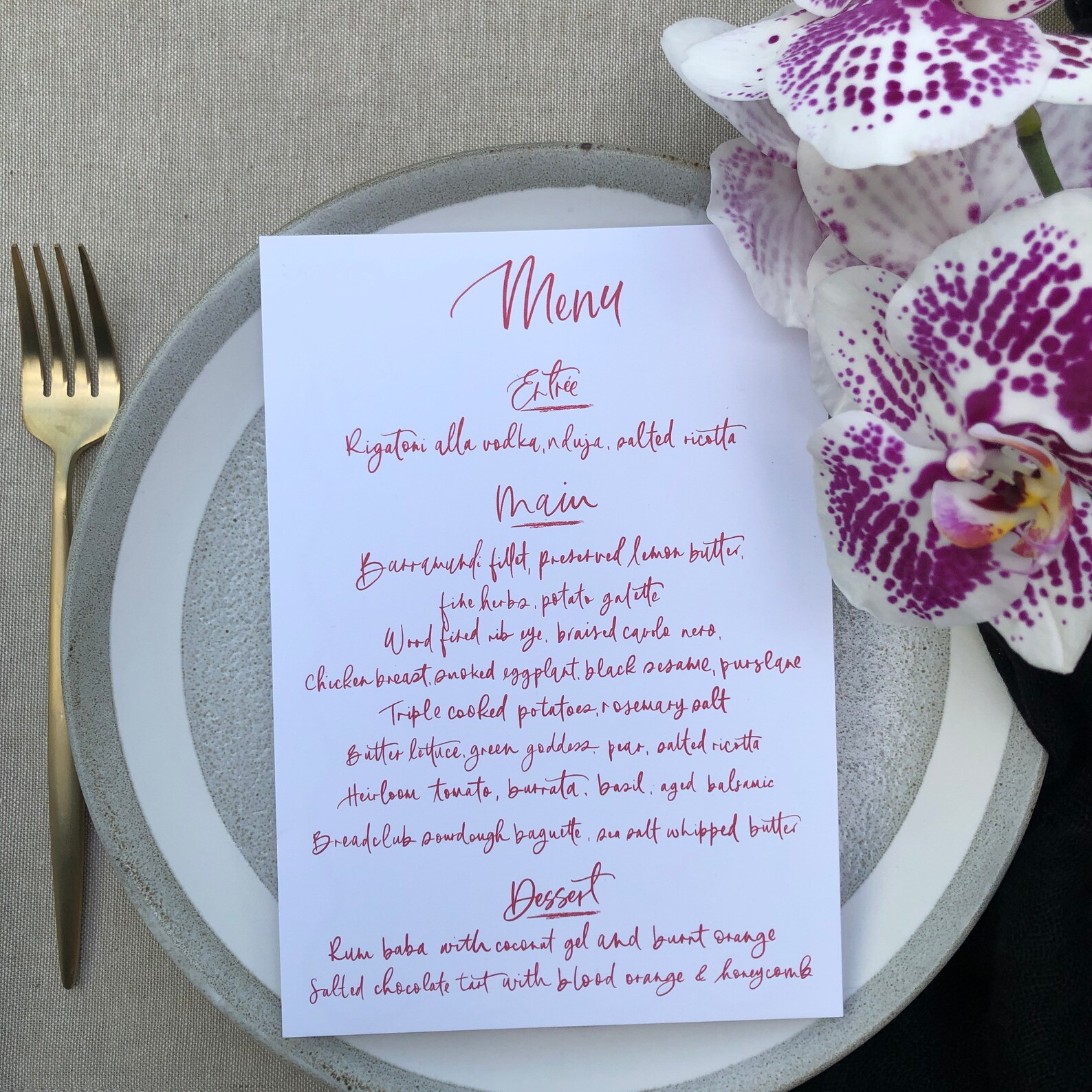 Custom Calligraphy Wedding Menu, Luxury Dinner Menu for Your Wedding or ...