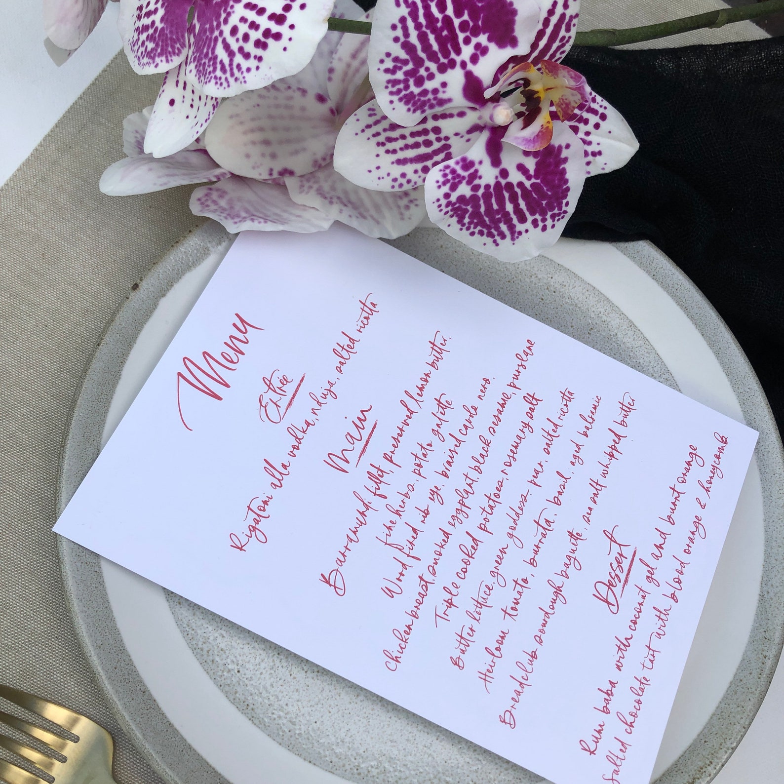 Custom Calligraphy Wedding Menu, Luxury Dinner Menu for Your Wedding or ...