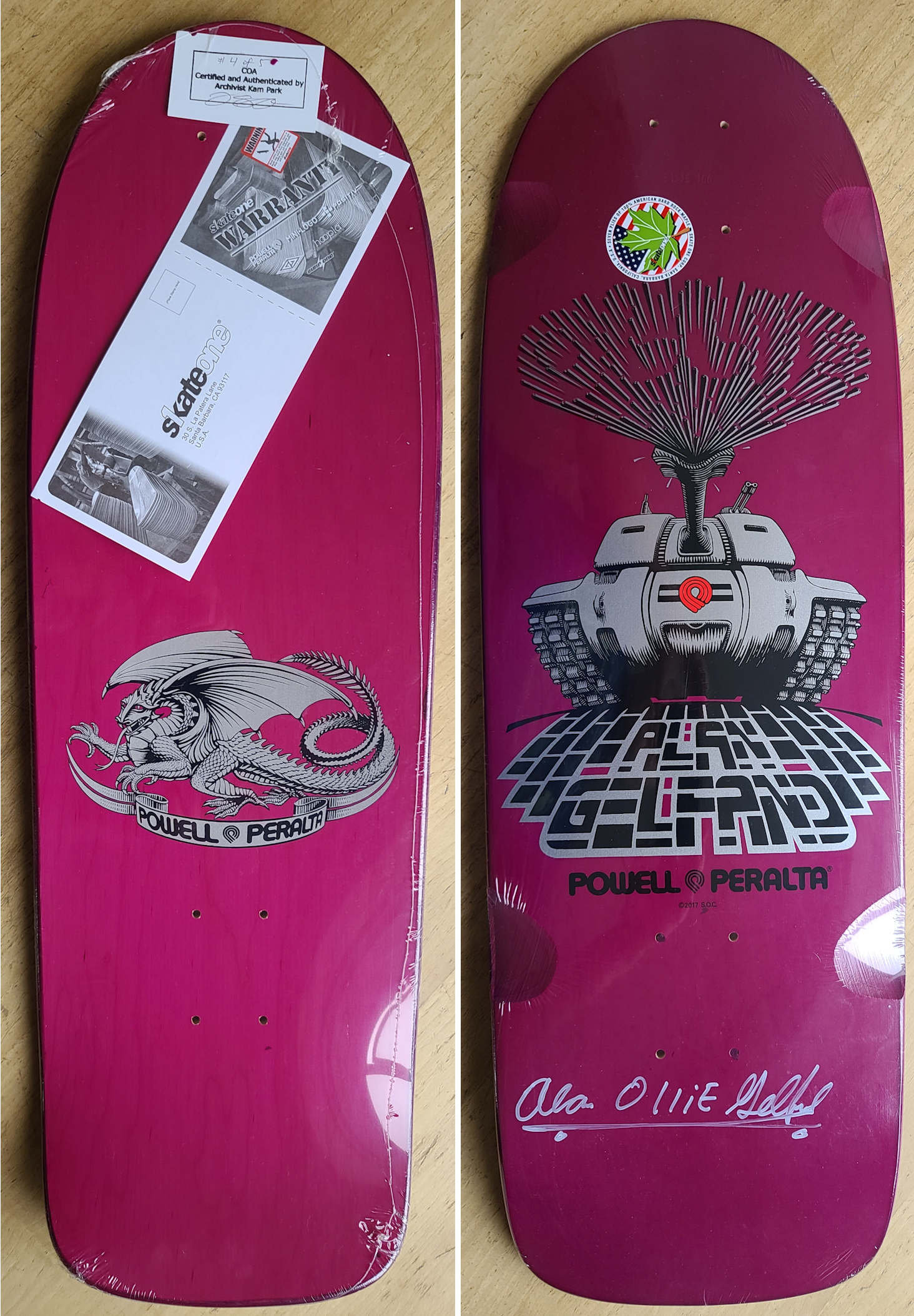 Very Rare 4 of 5 Alan Gelfand ollie Signed 2017 Purple Powell Peralta ...