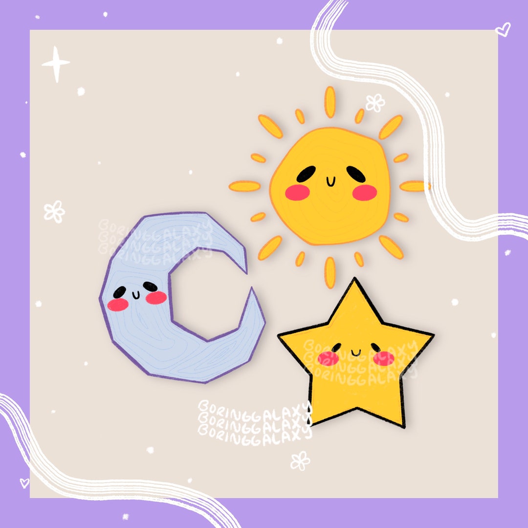 Sun Moon Stars Stickers - Etsy