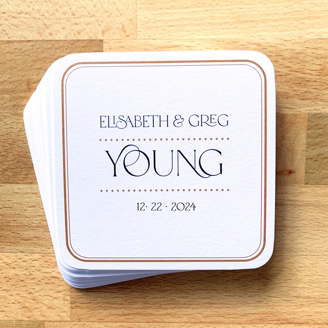 Personalized Wedding Coasters || Thick Paper Reception Coasters ...