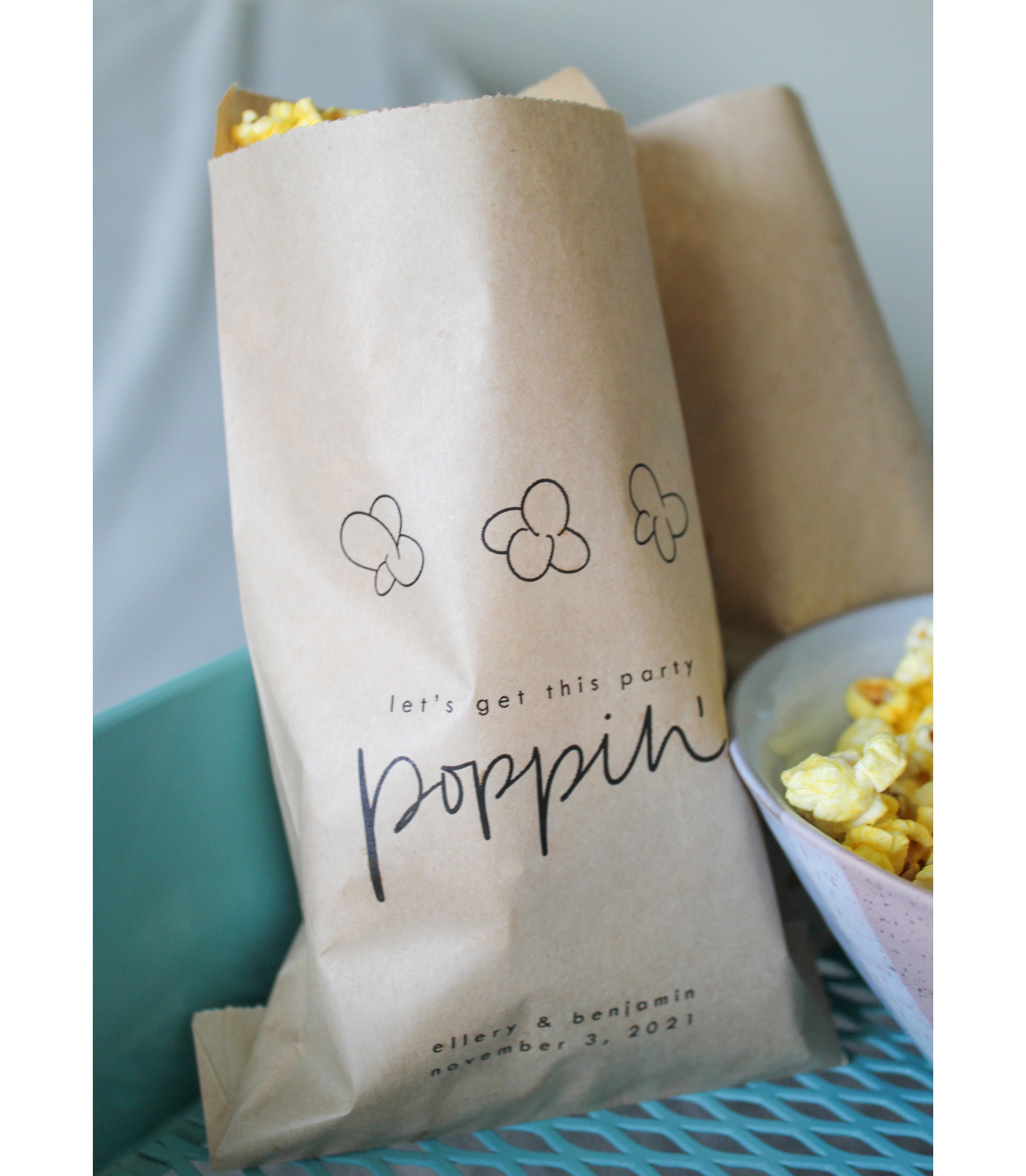 Wedding Popcorn Bags Popcorn Favor Bag Let's Get This - Etsy