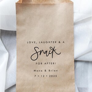 Love, Laughter, and a Snack for After! Favor Bags || Popcorn Favor Bag ...