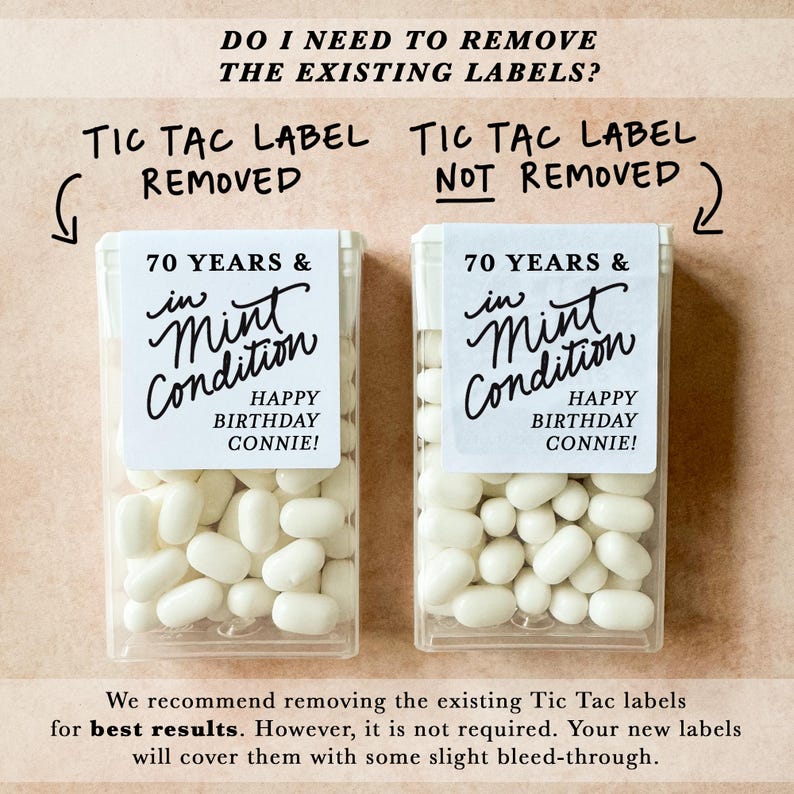 In Mint Condition Personalized Tic Tac Labels || Birthday Mint Favors ...