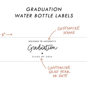 Graduation Water Bottle Labels Water Bottle Sticker, Water Bottle ...