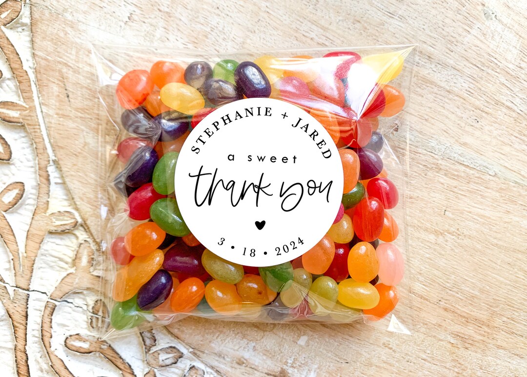 A Sweet Thank You Stickers Personalized Wedding Favors, Bridal Shower ...