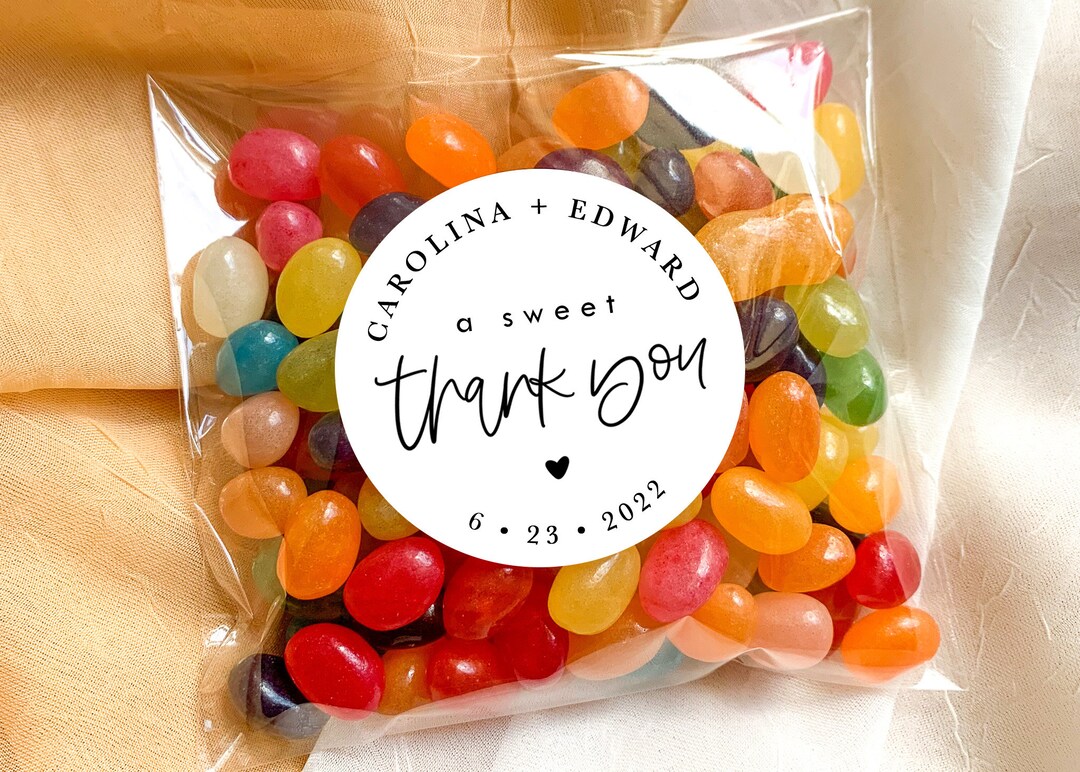 A Sweet Thank You Stickers Personalized Wedding Favors, Bridal Shower ...