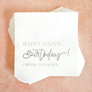 Happy Birthday Cocktail Napkins || Personalized Gold Foil Birthday ...