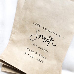 Love, Laughter, and a Snack for After! Favor Bags || Popcorn Favor Bag ...
