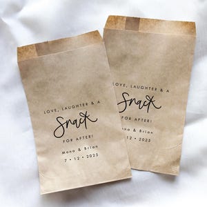 Love, Laughter, and a Snack for After! Favor Bags || Popcorn Favor Bag ...