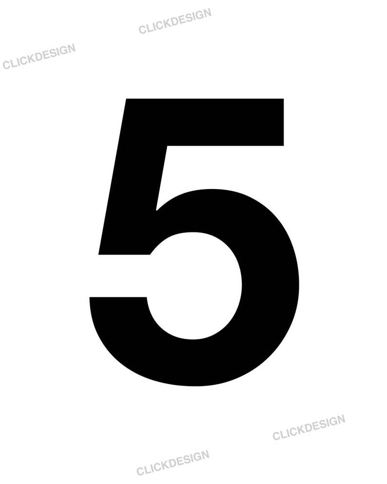 Number 5 Helvetica Neue Bold Typographic Poster | Etsy