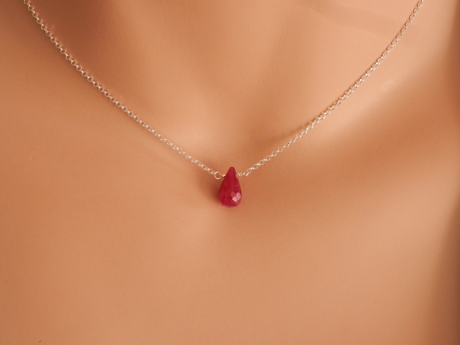 Natural Ruby Necklace, Personalized Mothers Gift, July Birthstone - Etsy