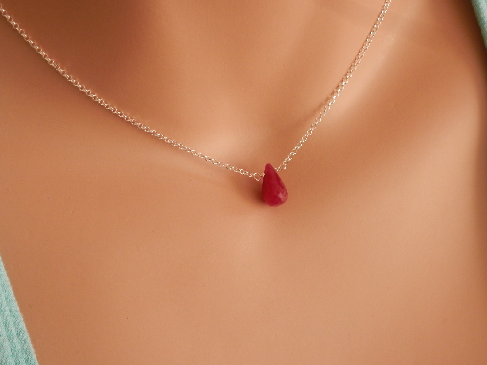 Natural Ruby Necklace, Personalized Mothers Gift, July Birthstone - Etsy