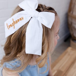 Team Embroidered Long Tail Bows - CUSTOM, Sports Team Fan Bows ...