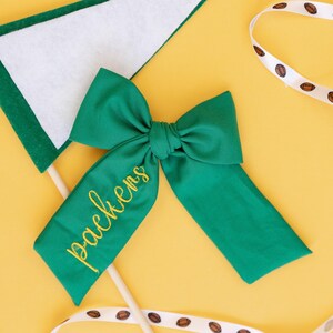 Team Embroidered Long Tail Bows - CUSTOM, Sports Team Fan Bows ...