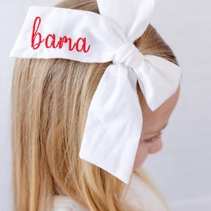Team Embroidered Long Tail Bows - CUSTOM, Sports Team Fan Bows ...