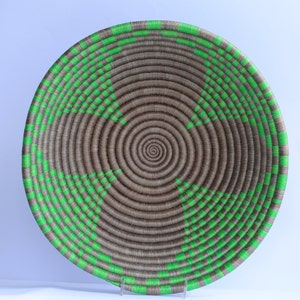 Tokwe African Wall Basket, Rwanda Baskets, African Woven Basket, Green ...