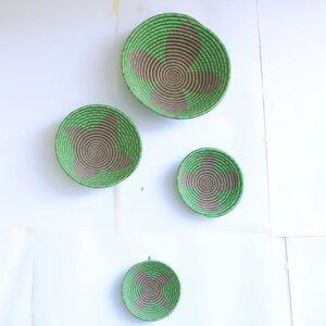 Tokwe African Wall Basket, Rwanda Baskets, African Woven Basket, Green ...