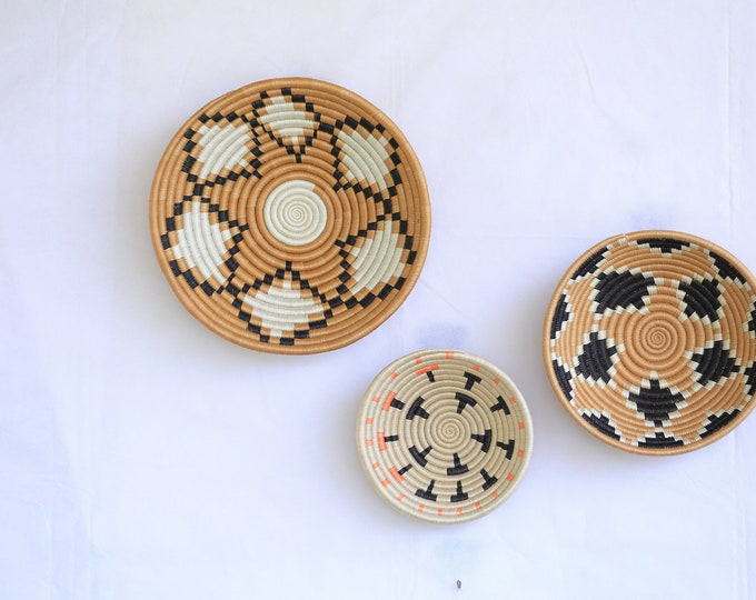 Set of Three African Baskets for Wall Hanging. Rwanda Baskets - Etsy