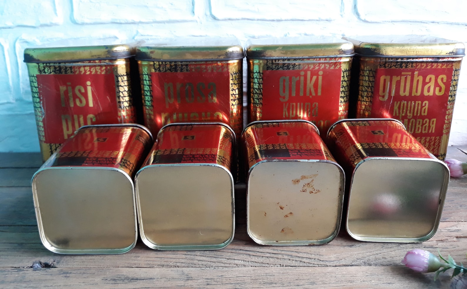 Kitchen Canister Set of 8 Vintage Canister Tin Rusty Metal - Etsy