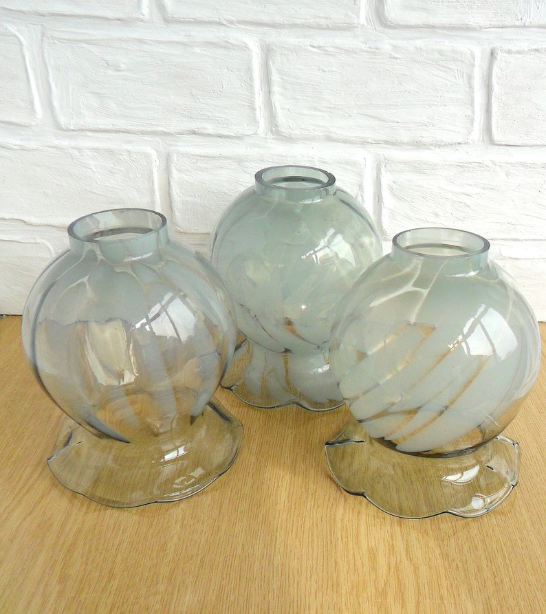 80s Vintage Glass Lamp Shades Set of 3 Chandelier Vintage - Etsy