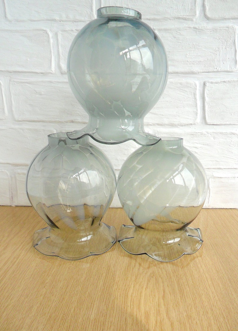 80s Vintage Glass Lamp Shades Set of 3 Chandelier Vintage - Etsy