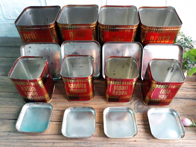 Kitchen Canister Set of 8 Vintage Canister Tin Rusty Metal - Etsy