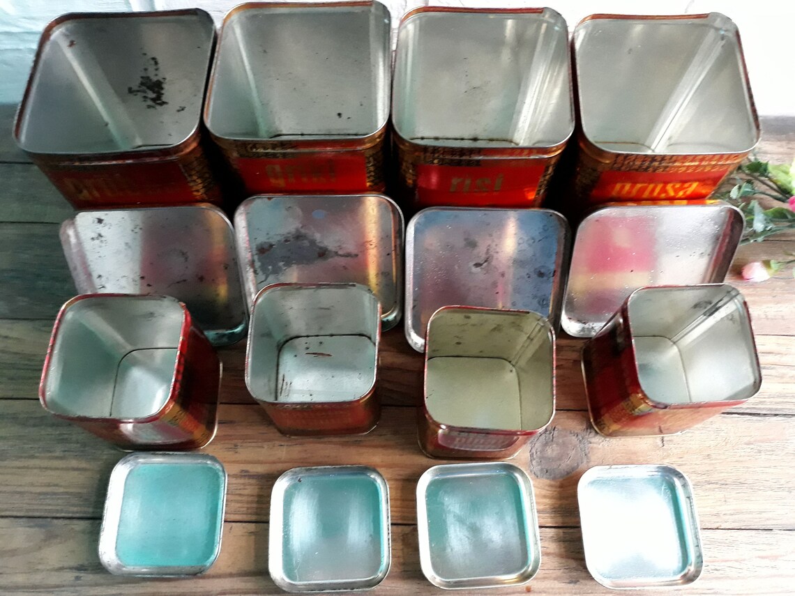 Kitchen Canister Set of 8 Vintage Canister Tin Rusty Metal | Etsy