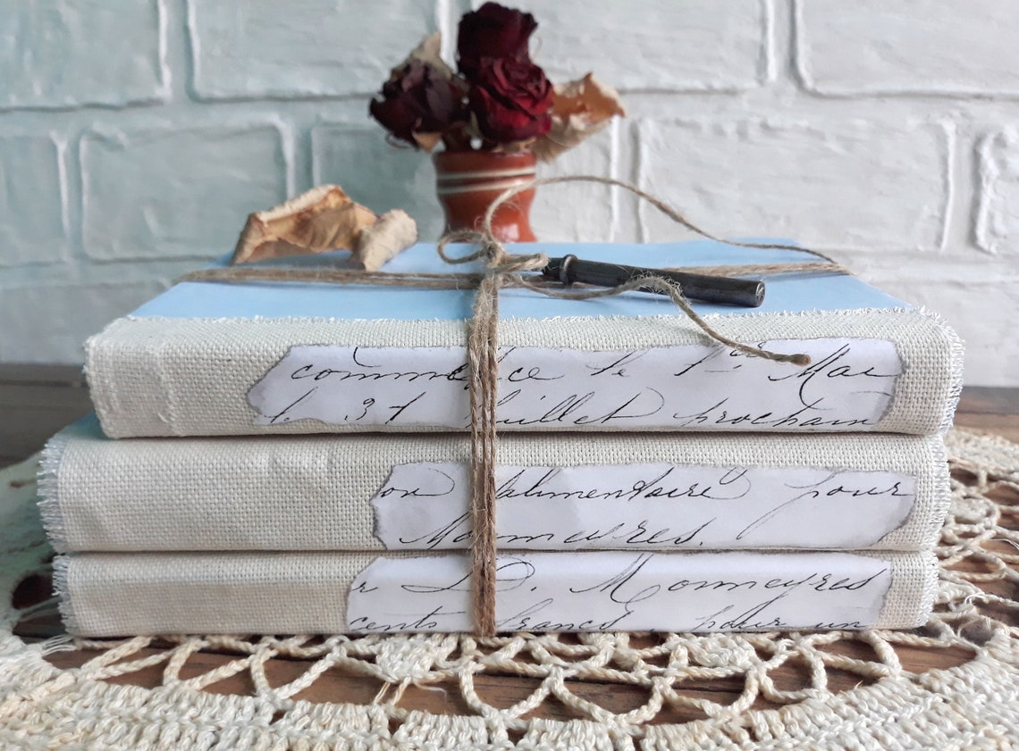 Vintage Books Set Blue Book Decor Shabby Chic Decor Light Blue | Etsy