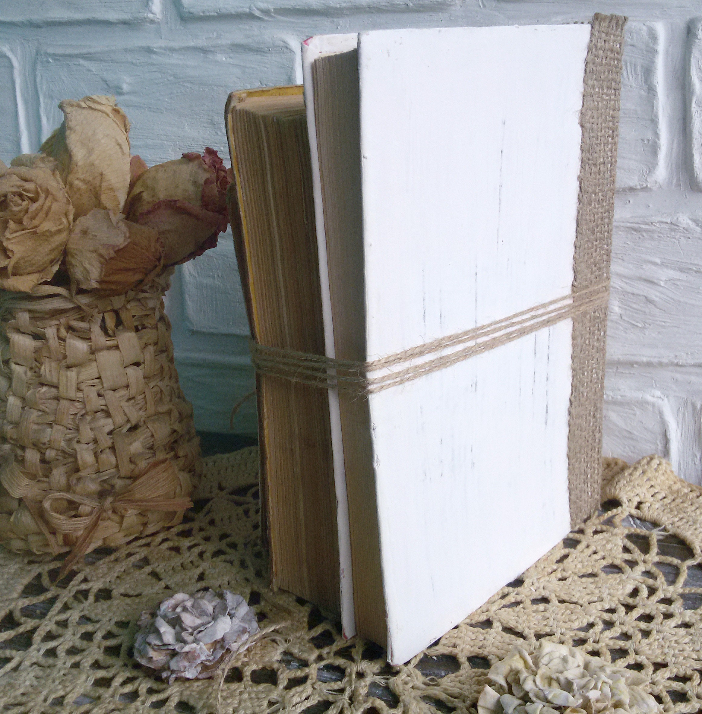 Vintage Decorative Book Set Minimalist Decor Burlap Decor - Etsy