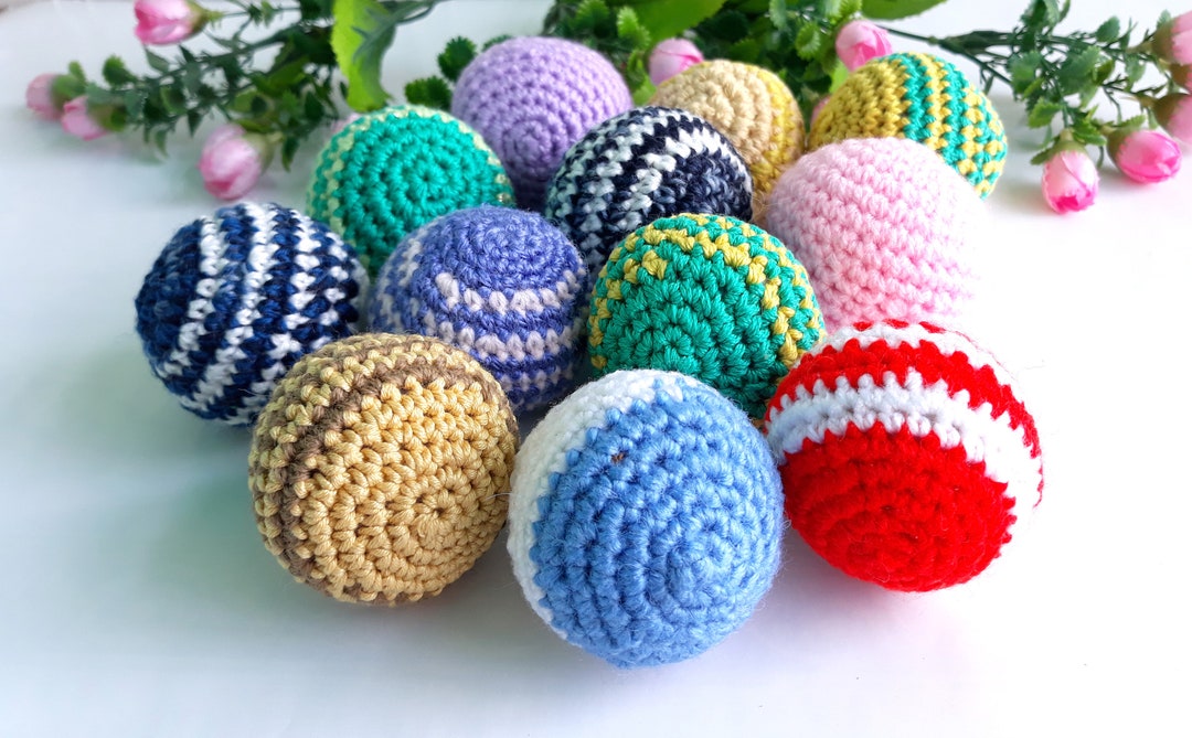 Set of 4 Crochet Small Balls for Dogs, Cats. Knitted Toys for Puppies ...
