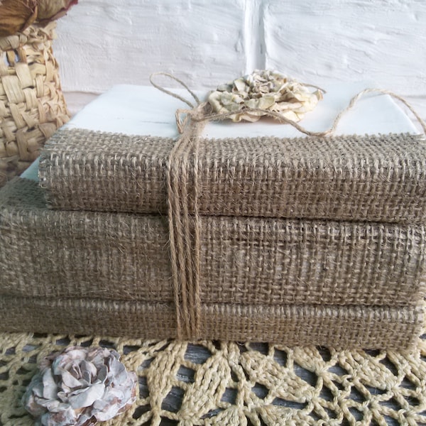 Burlap Books - Etsy