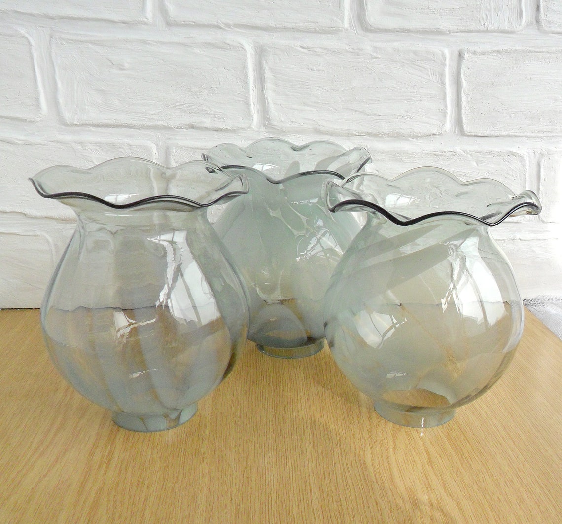 80s Vintage Glass Lamp Shades Set of 3 Chandelier Vintage - Etsy