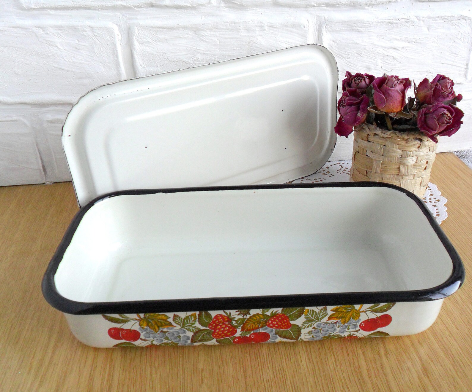 80s Vintage Soviet Enamel Food Container, Floral Kitchen Storage - Etsy