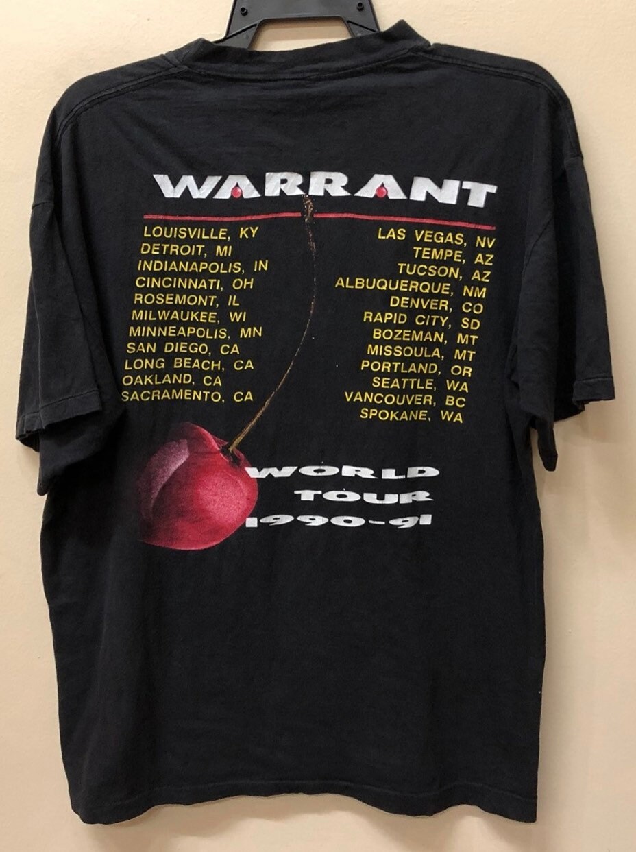 Vintage 90s Warrant Cherry Pie World Tour 90 - 91 T Shirt Vintage 90s Warrant Cherry Pie World Tour 90 - 91 T Shirt