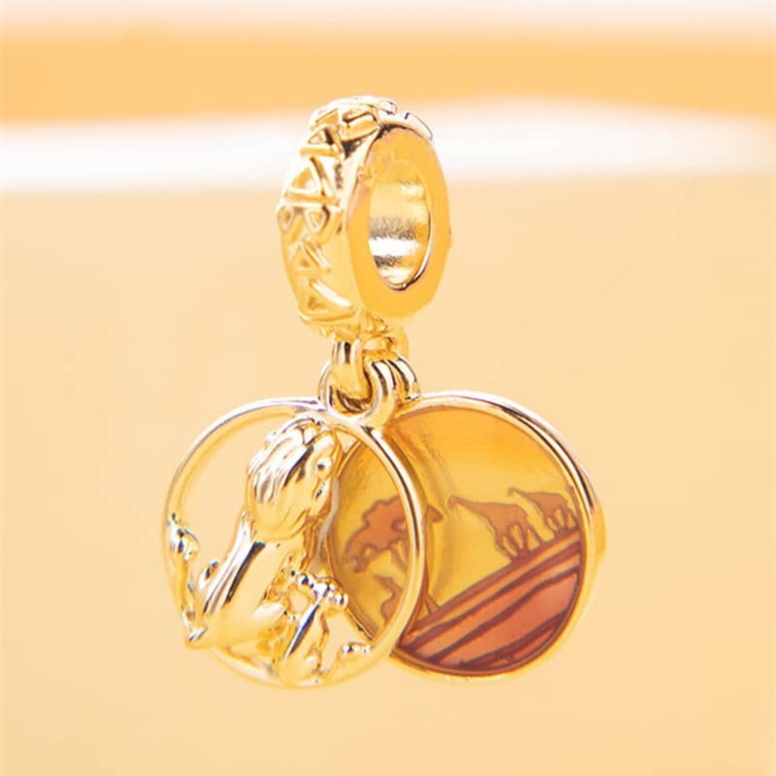 Disney Simba & Mufasa Pendant Charm Shine™ 18k Gold Plated | Etsy