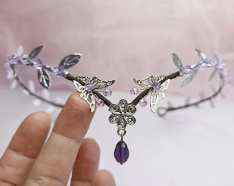 Woodland Elf Crown Black and Silver Triple Moon Crown Elven Tiara Elven ...