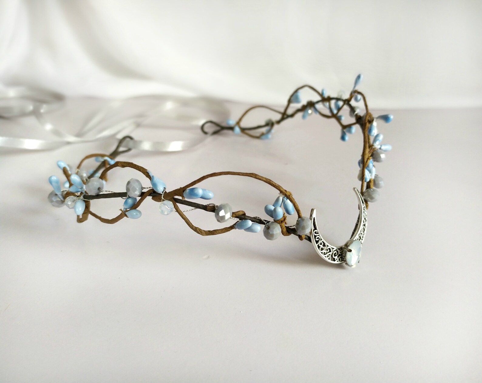 Moon Crown Woodland Elven Circlet Moon Tiara Elven Fairy Crown | Etsy