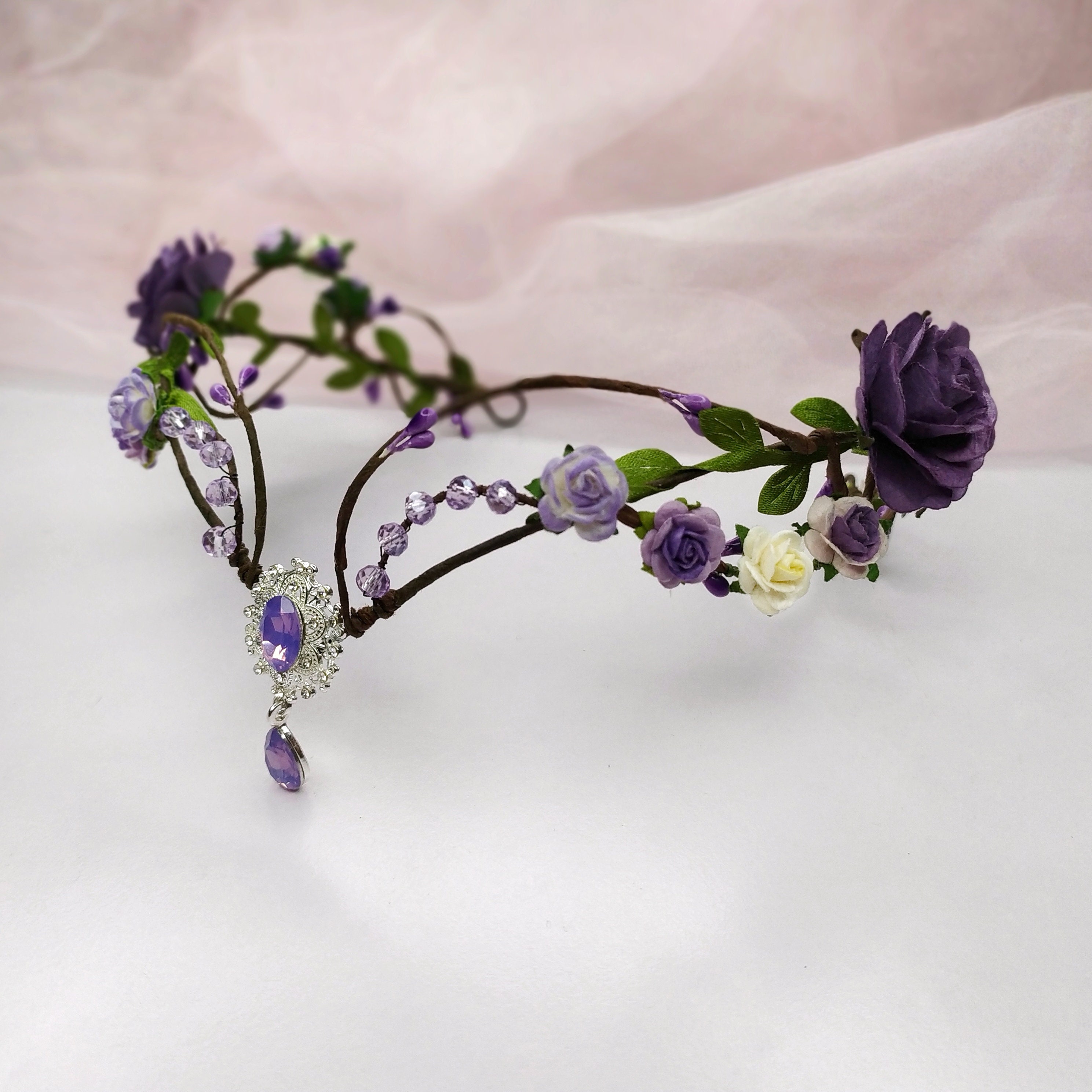 Elven Flower Crown Purple Elf Tiara Elven Fairy Crown for - Etsy