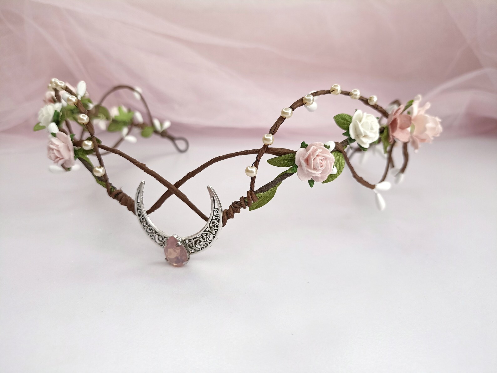 Moon Tiara Blush Pink Elf Crown Elven Fairy Crown Elf Tiara Elven ...