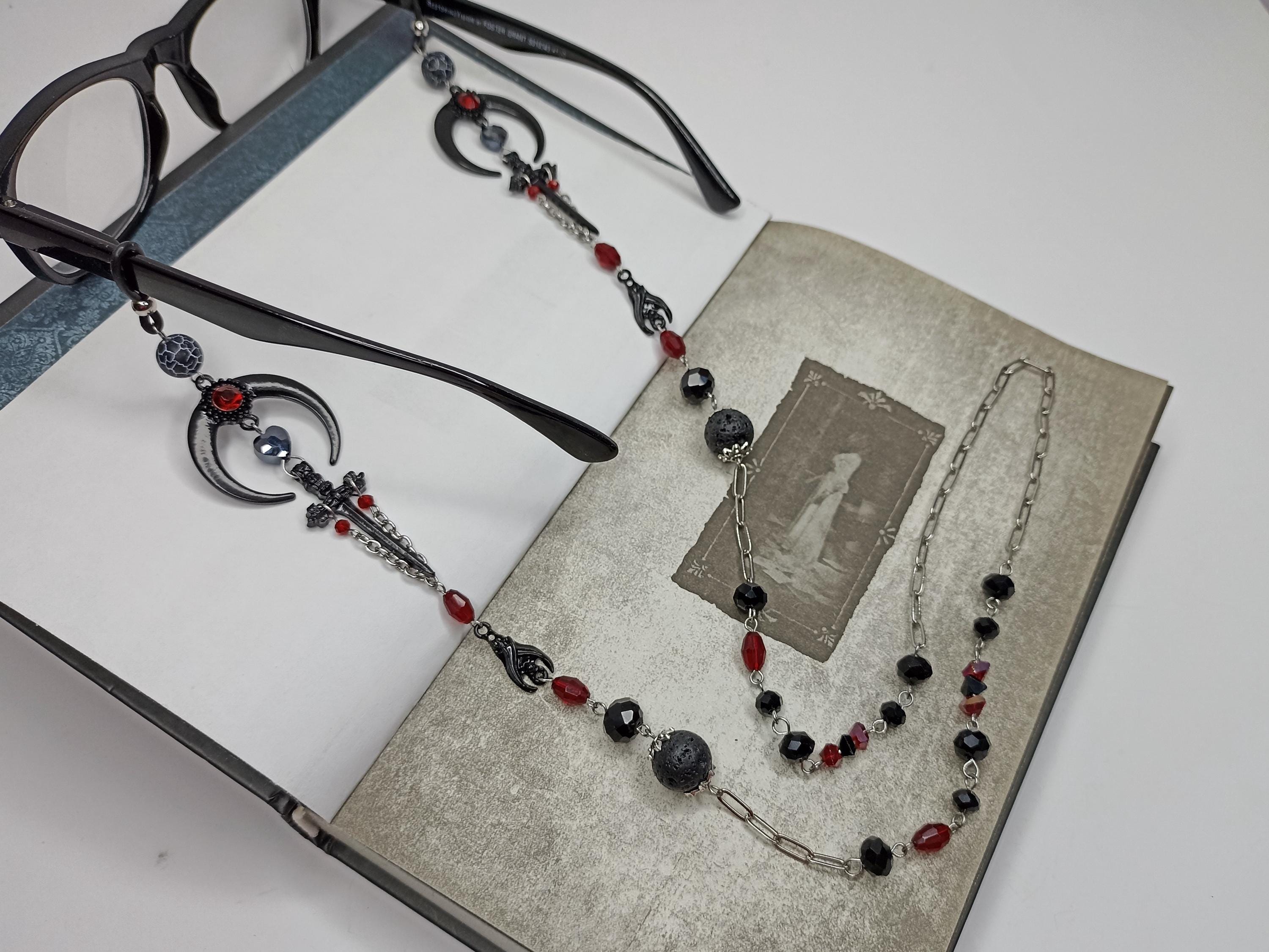 Goth Glasses Chain With Black Moon and Sword Glasses Chain Witchy ...